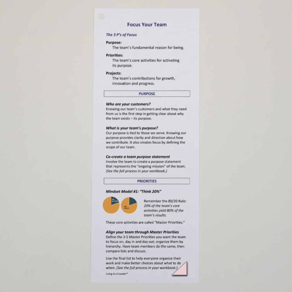 Focus Your Team - Participant Guide and Tip Card – Living As A Leader
